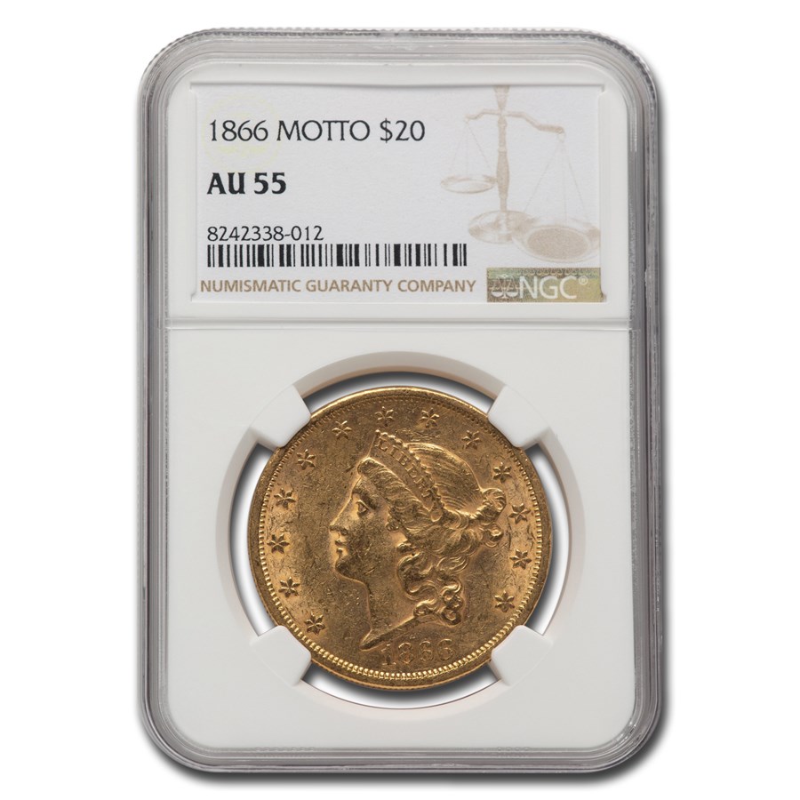 Buy 1866 $20 Liberty Gold Double Eagle AU-55 NGC (w/Motto) | APMEX