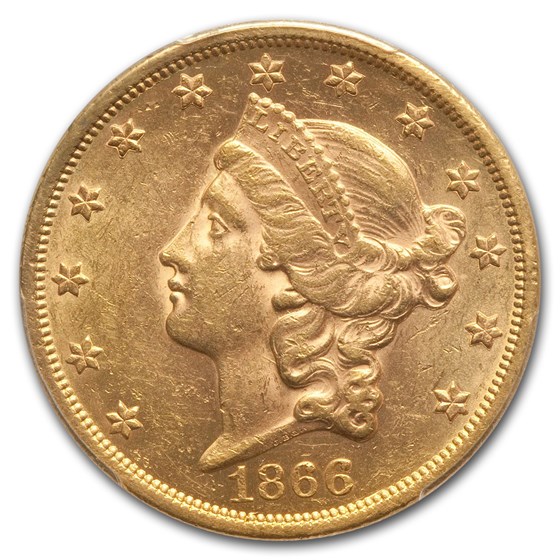 Buy 1866 $20 Liberty Gold Double Eagle AU-58 PCGS CAC (Motto) | APMEX