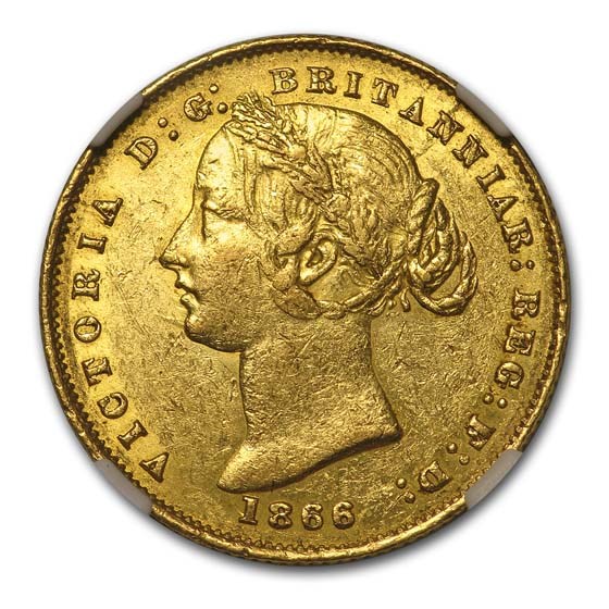 Buy 1866 Australia Gold Sovereign Victoria AU-55 NGC | APMEX