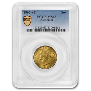 1866 Australia Gold Sovereign Victoria MS-63 PCGS