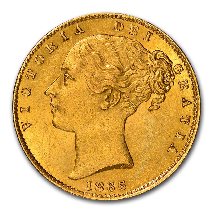 Buy 1866 Great Britain Gold Sovereign Victoria Shield MS-63 NGC | APMEX