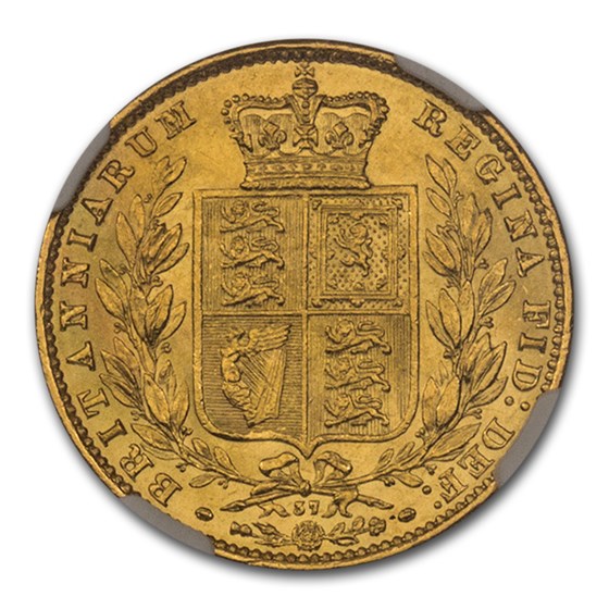 Buy 1866 Great Britain Gold Sovereign Victoria Shield MS-63 NGC | APMEX