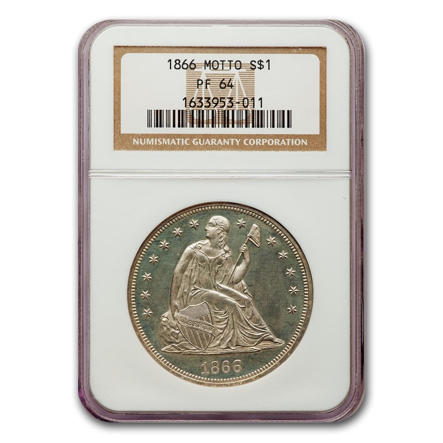 Buy 1866 Liberty Seated Dollar PF-64 NGC (w/Motto) | APMEX