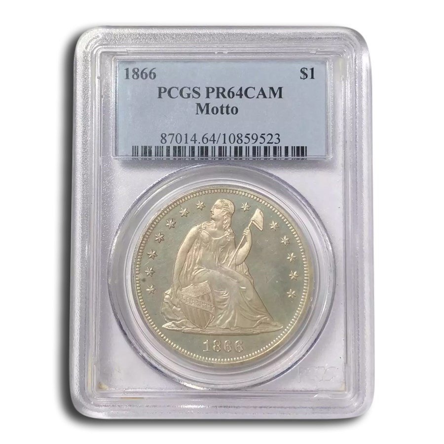 Buy 1866 Liberty Seated Dollar PR-64 Cameo PCGS (Motto) | APMEX