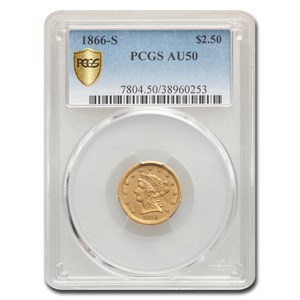 Buy 1866-S $2.50 Liberty Gold Quarter Eagle AU-50 PCGS | APMEX