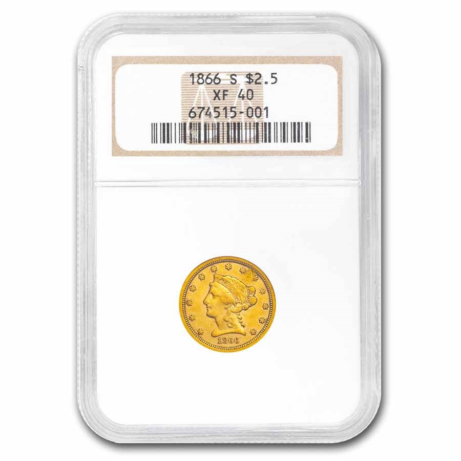 1866-S $2.50 Liberty Gold Quarter Eagle XF-40 NGC