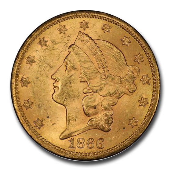 Buy 1866-S Liberty Gold Double Eagle MS-62+ PCGS | APMEX