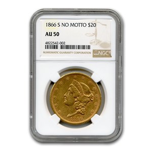 Buy 1866-S $20 Liberty Gold Double Eagle No Motto AU-50 NGC | APMEX