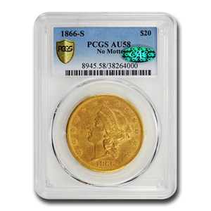 Buy 1866-S $20 Liberty Gold Double Eagle No Motto AU-58 PCGS CAC | APMEX