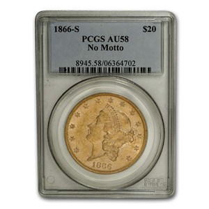 Buy 1866-S $20 Liberty Gold Double Eagle No Motto AU-58 PCGS | APMEX