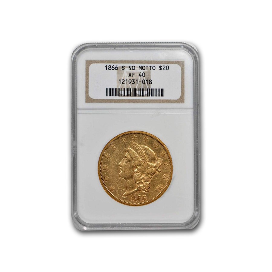 Buy 1866-S $20 Liberty Gold Double Eagle No Motto XF-40 NGC | APMEX