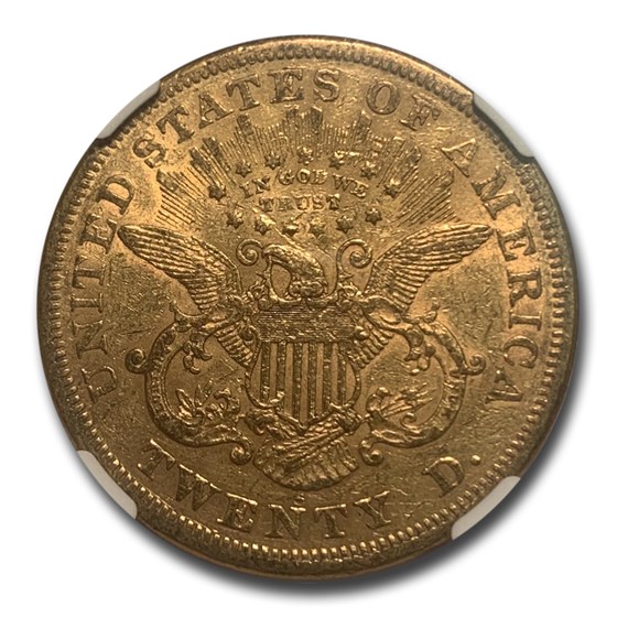 Buy 1866-S $20 Liberty Gold Double Eagle w/Motto AU-53 NGC | APMEX