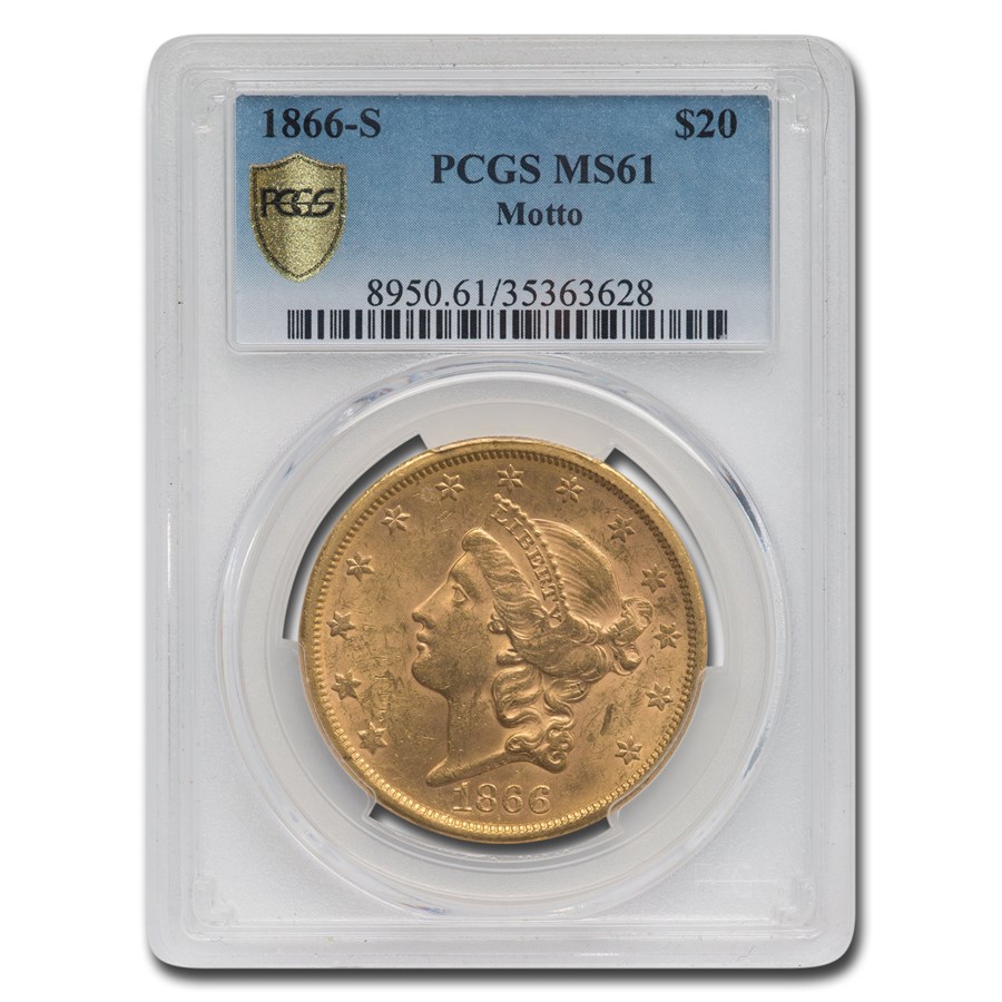 Buy 1866-S $20 Liberty Gold Double Eagle w/Motto MS-61 PCGS | APMEX