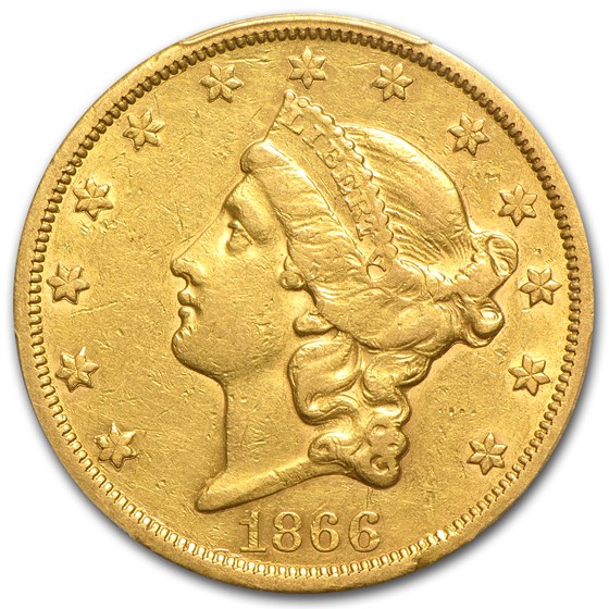 Buy 1866-S $20 Liberty Gold Double Eagle w/Motto XF-45 PCGS (MPD) | APMEX