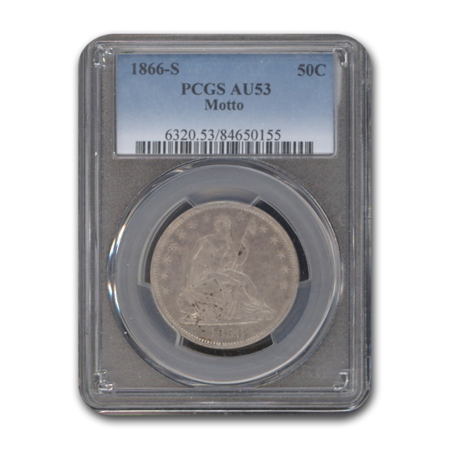 Buy 1866-S Liberty Seated Half Dollar AU-53 PCGS (Motto) | APMEX