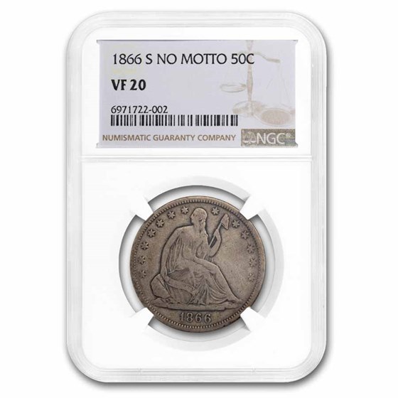 Buy 1866-S Liberty Seated Half Dollar VF-20 PCGS (No Motto) | APMEX