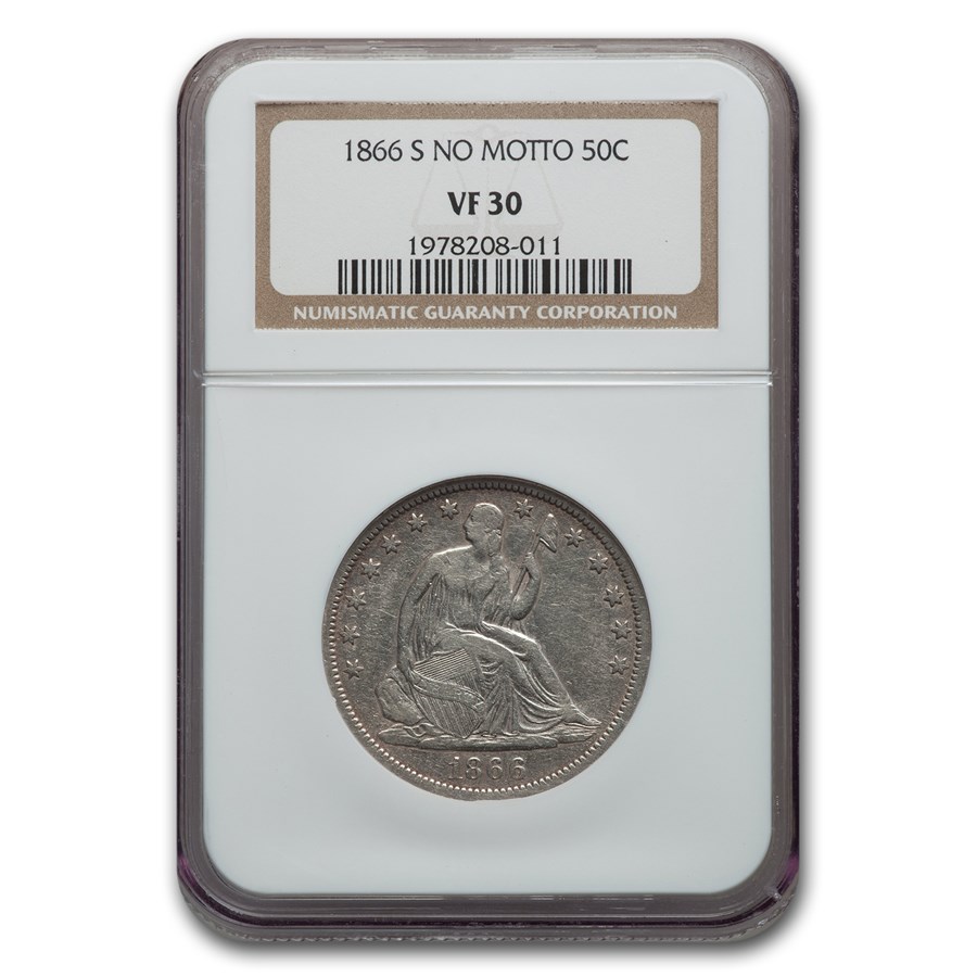Buy 1866-S Liberty Seated Half Dollar VF-30 NGC (No Motto) | APMEX