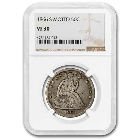 Buy 1866-S Liberty Seated Half Dollar VF-30 NGC | APMEX
