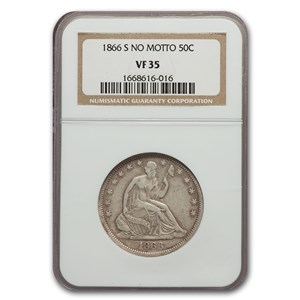 Buy 1866-S Liberty Seated Half Dollar VF-35 NGC (No Motto) | APMEX