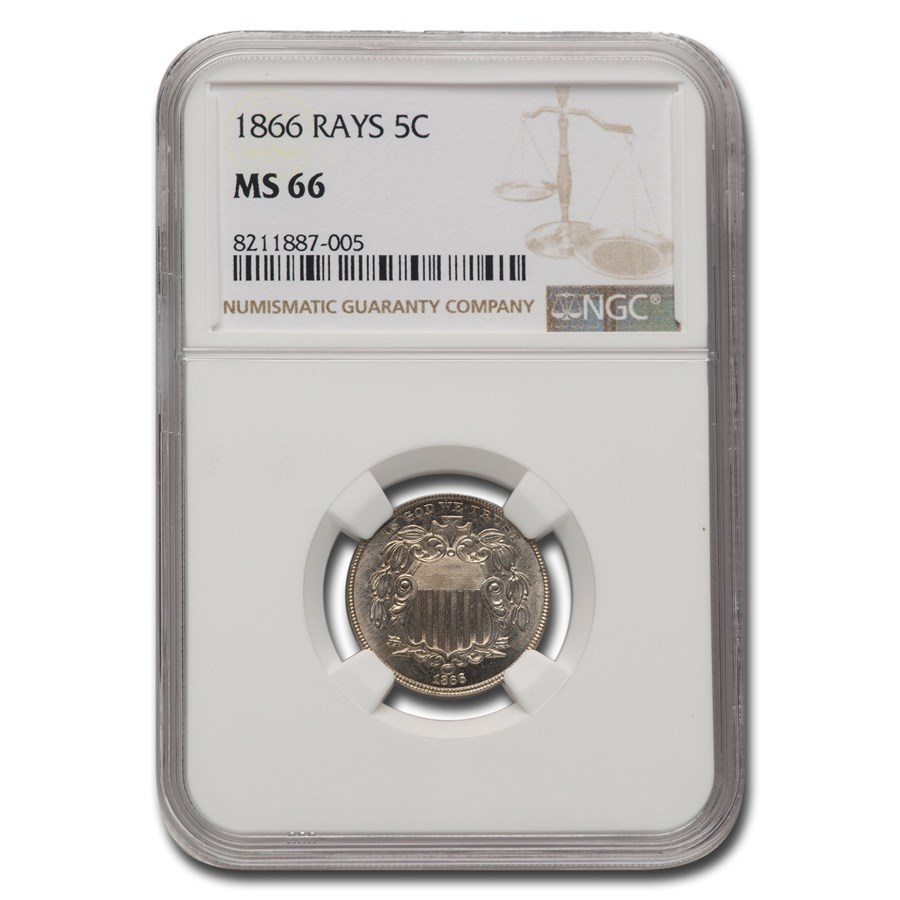 Buy 1866 Shield Nickel MS-66 NGC (Rays) | APMEX