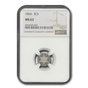 1866 Three Cent Silver MS-62 NGC