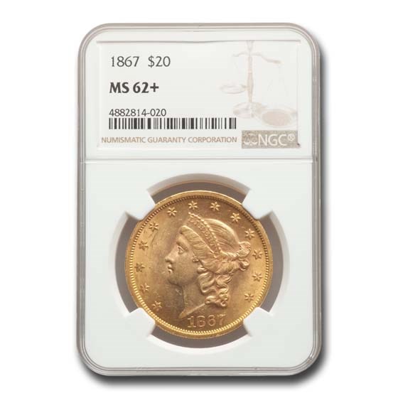 Buy 1867 $20 Liberty Gold Double Eagle MS-62+ NGC | APMEX