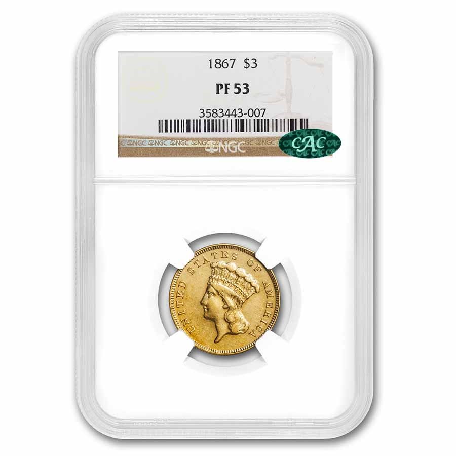 Buy 1867 $3 Gold Princess PF-53 NGC CAC | APMEX