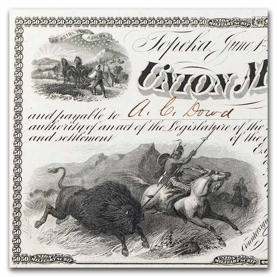 Buy 1867 $50 Union Military Scrip Topeka, Kansas CH AU-58 PMG | APMEX