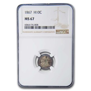 Buy 1867 Liberty Seated Half Dime MS-67 NGC | APMEX