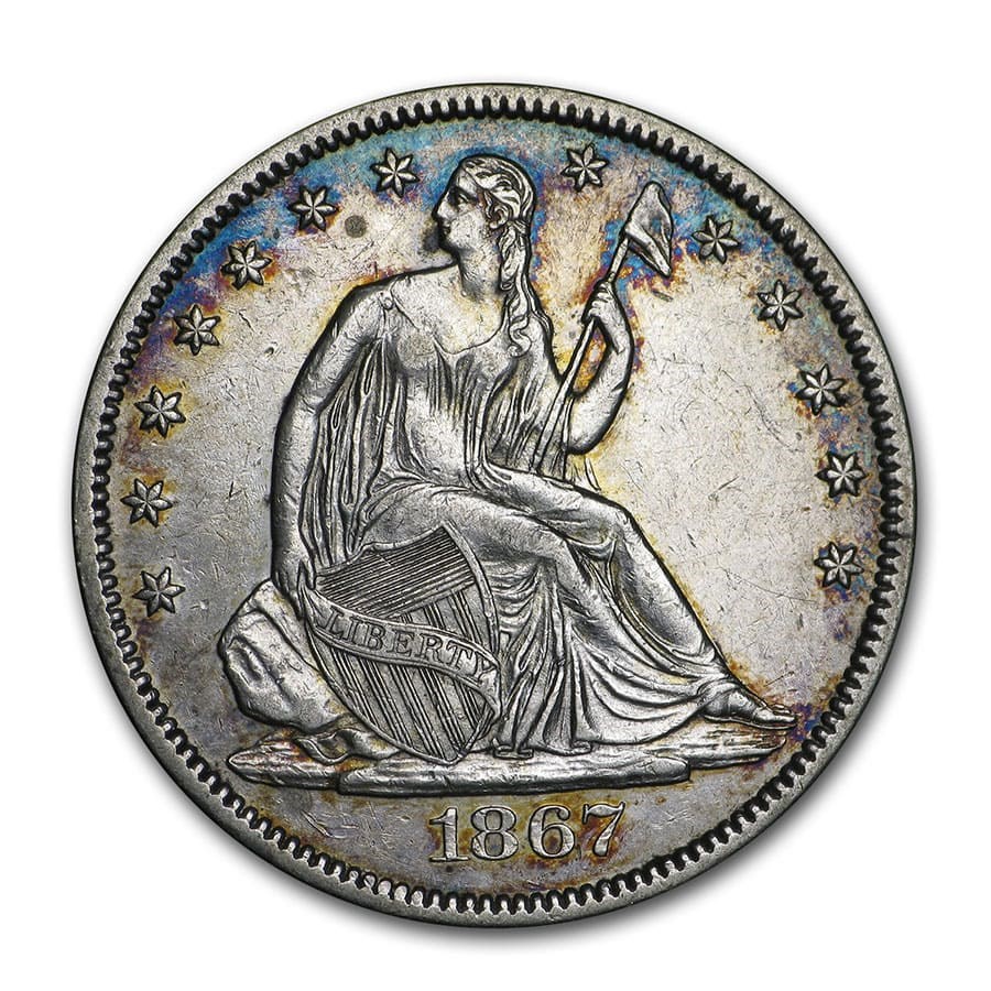 Buy 1867 Liberty Seated Half Dollar AU (Details) | APMEX
