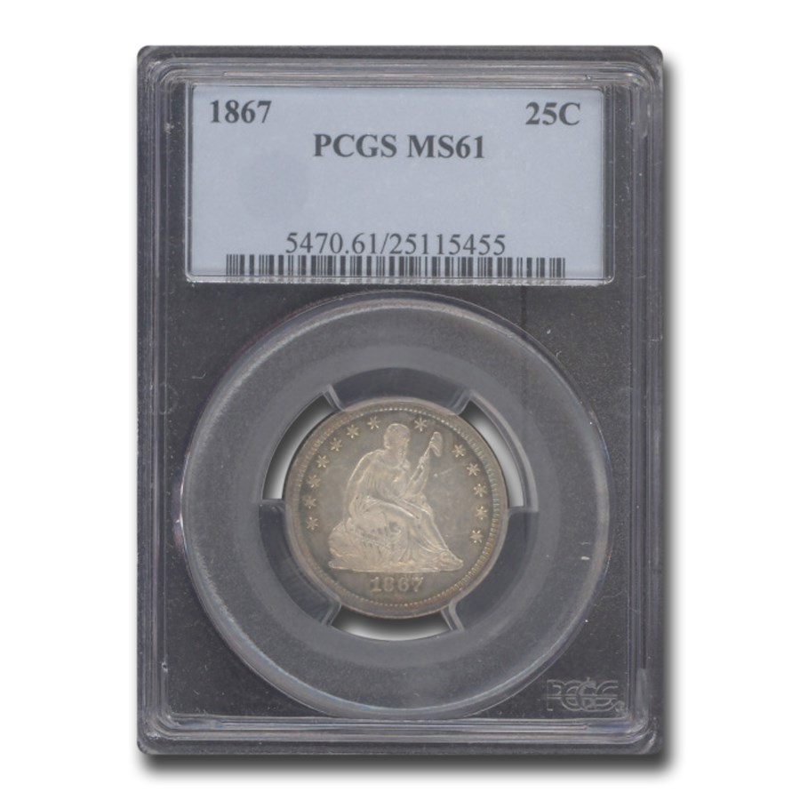 Buy 1867 Liberty Seated Quarter MS-61 PCGS | APMEX