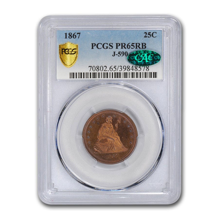 Buy 1867 Liberty Seated Quarter Pattern PR-65 PCGS CAC (J-590) | APMEX