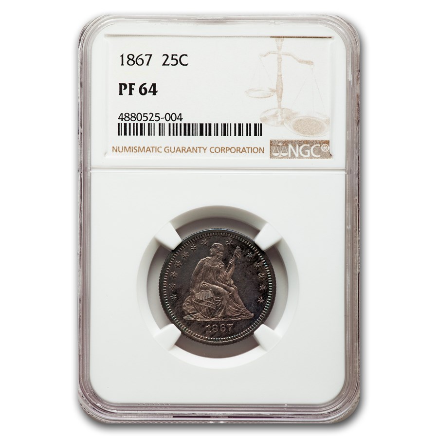Buy 1867 Liberty Seated Quarter PF-64 NGC | APMEX