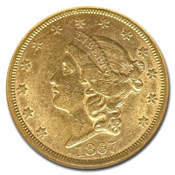 Buy 1867-S $20 Liberty Gold Double Eagle AU-55 NGC CAC | APMEX