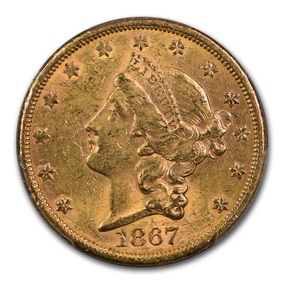 Buy 1867-S $20 Liberty Gold Double Eagle AU-58 PCGS CAC | APMEX