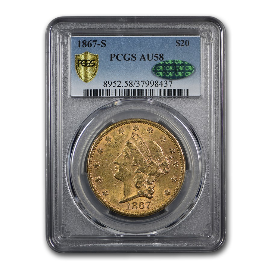 Buy 1867-S $20 Liberty Gold Double Eagle AU-58 PCGS CAC | APMEX