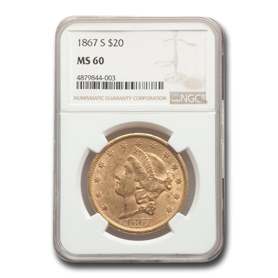 Buy 1867-S $20 Liberty Gold Double Eagle MS-60 NGC | APMEX