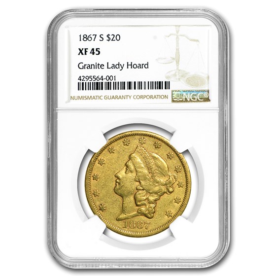 Buy 1867-S $20 Liberty Gold Double Eagle XF-45 NGC (Granite Lady Hrd) | APMEX