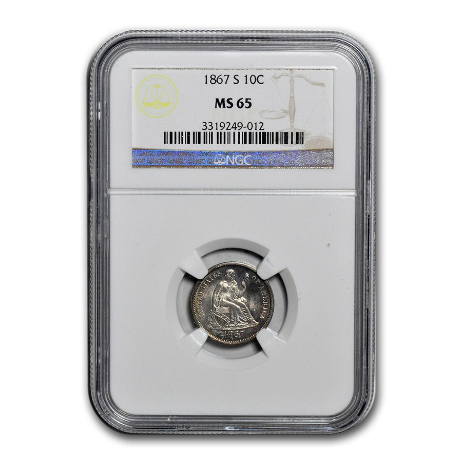 Buy 1867-S Liberty Seated Dime MS-65 NGC | APMEX