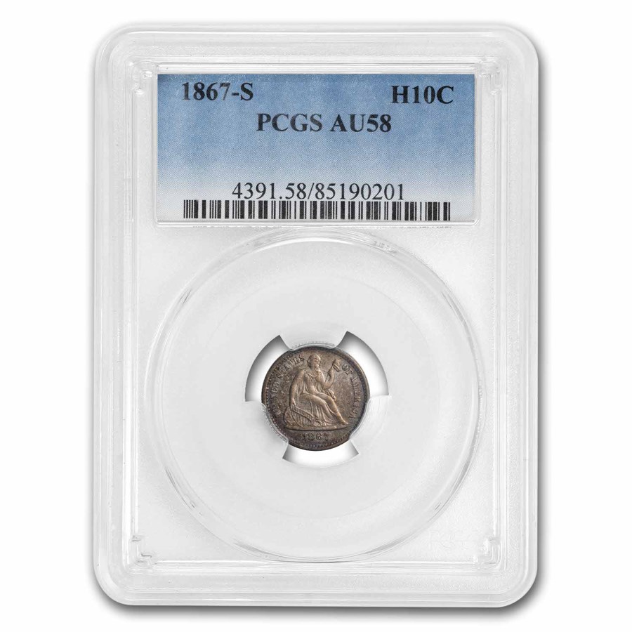 Buy 1867-S Liberty Seated Half Dime AU-58 PCGS | APMEX