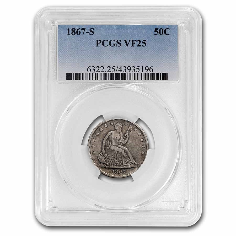 Buy 1867-S Liberty Seated Half Dollar VF-25 PCGS | APMEX
