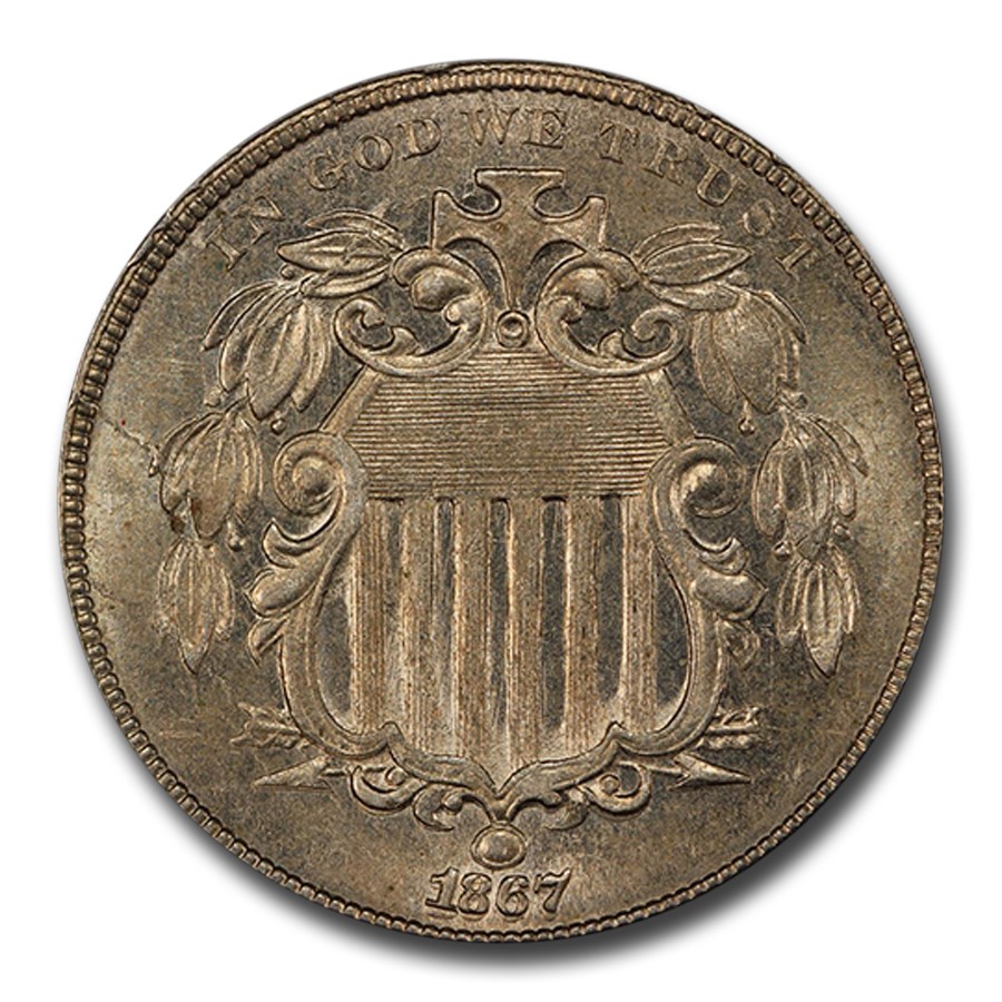 Buy 1867 Shield Nickel AU-58 PCGS | APMEX