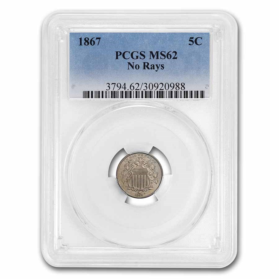 Buy 1867 Shield Nickel MS-62 PCGS (No Rays) | APMEX