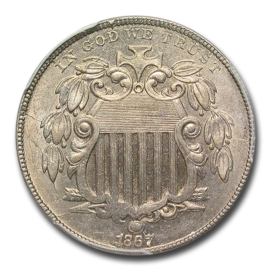 1867 Shield Nickel MS-62 PCGS (Rays)