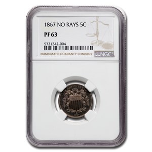1867 Shield Nickel PF-63 NGC (No Rays)
