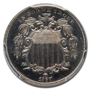 1867 Shield Nickel PR-65 Cameo PCGS (No Rays)