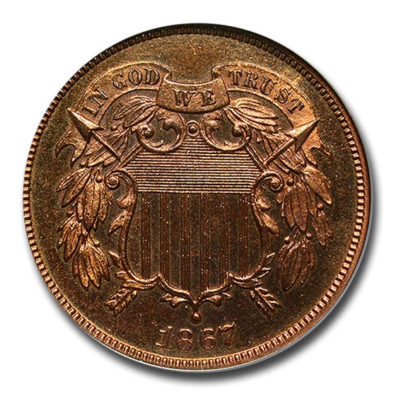 Buy 1867 Two Cent Piece PF-66 CAC Red/Brown | APMEX