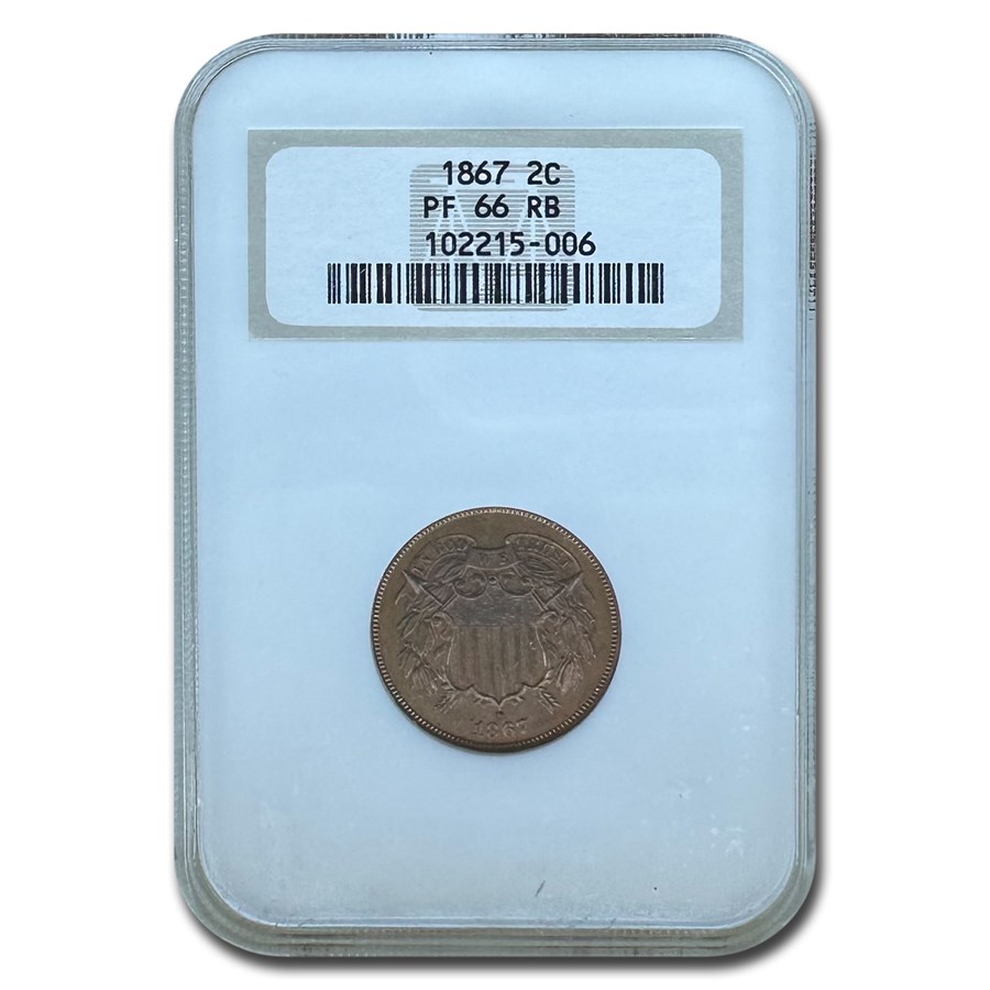 1867 Two Cent Piece PF-66 NGC (Red/Brown)