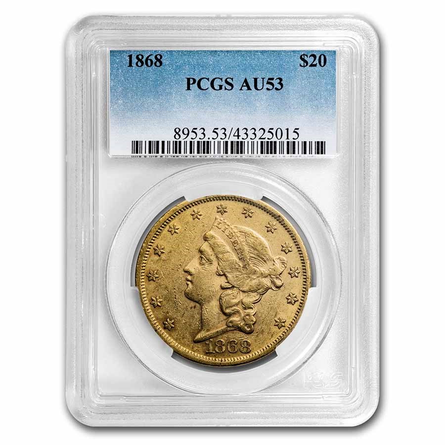 Buy 1868 $20 Liberty Gold Double Eagle AU-53 PCGS | APMEX
