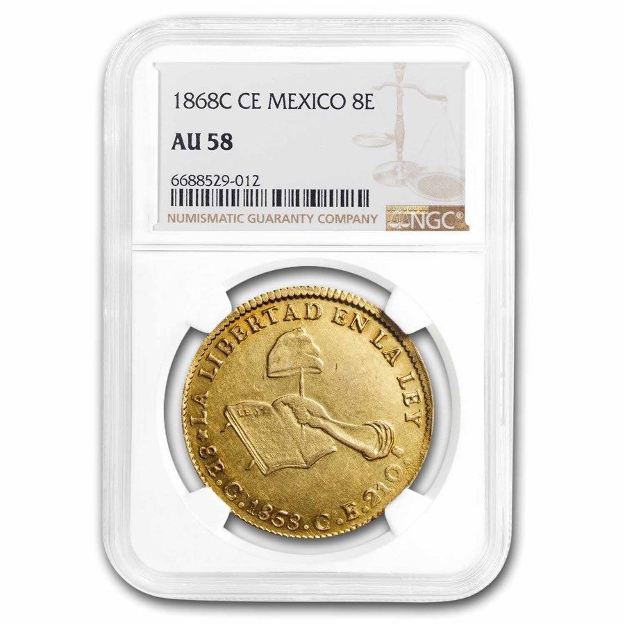 Buy 1868 C CE Mexico Gold 8 Escudos AU-58 NGC | APMEX